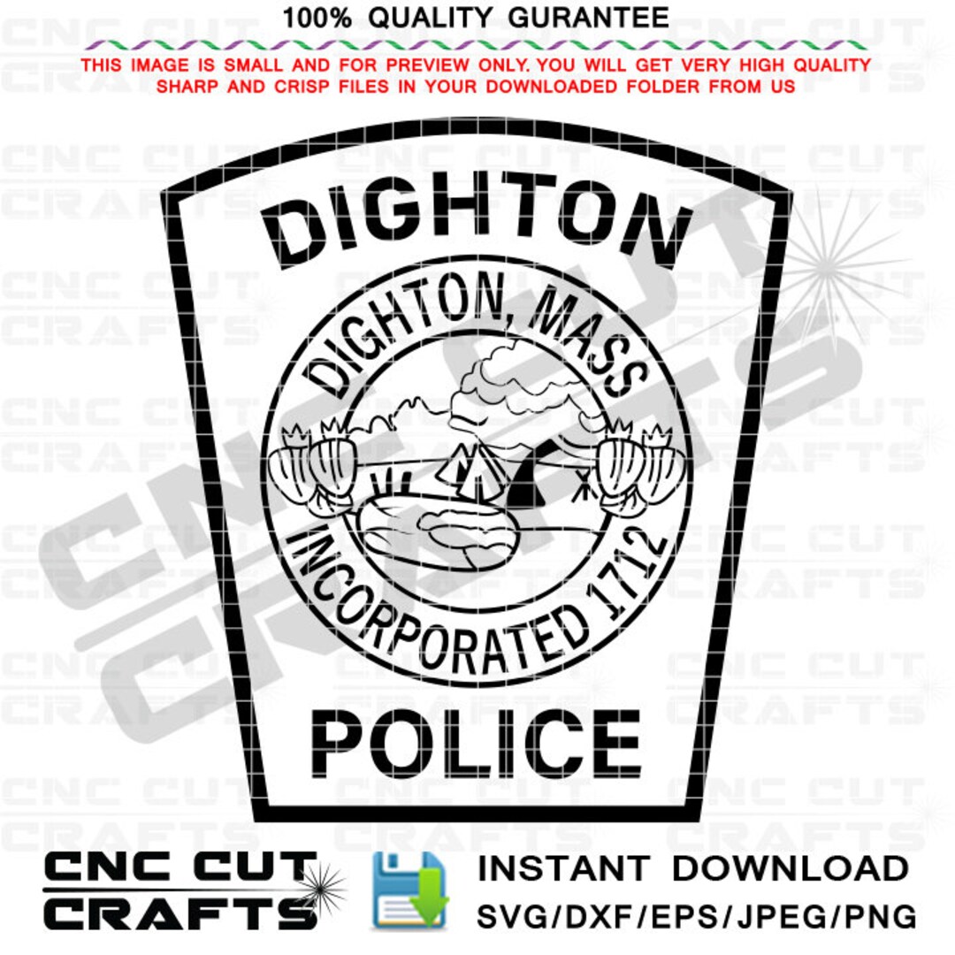 Dighton Police Patch Mass, Vector, Svg, Dxf, Cnc Laser Cutting, Laser ...
