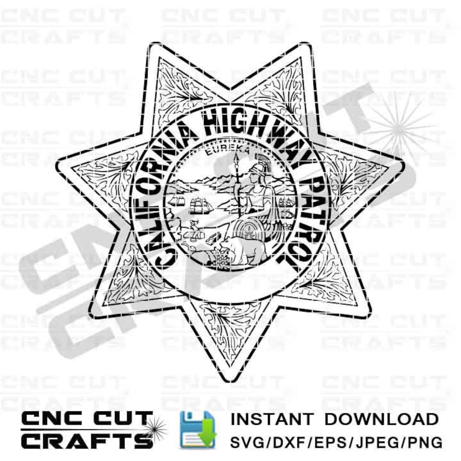 California Highway Patrol Svg Dxf Logo Badge Vector Cut File CHP Logo ...