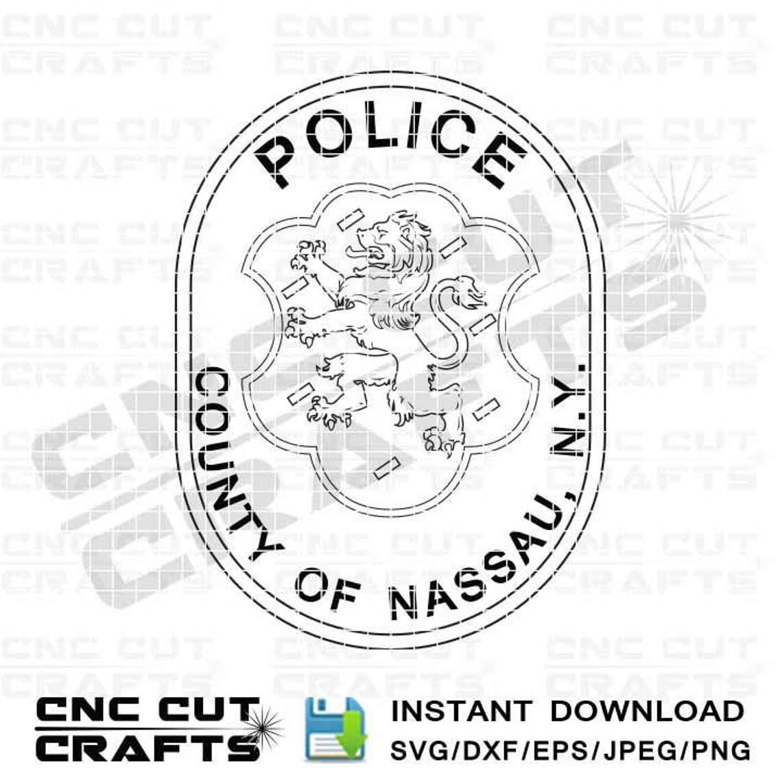 Nassau County Police Svg Patch Vector Monogram Dxf Cnc Router Etsy