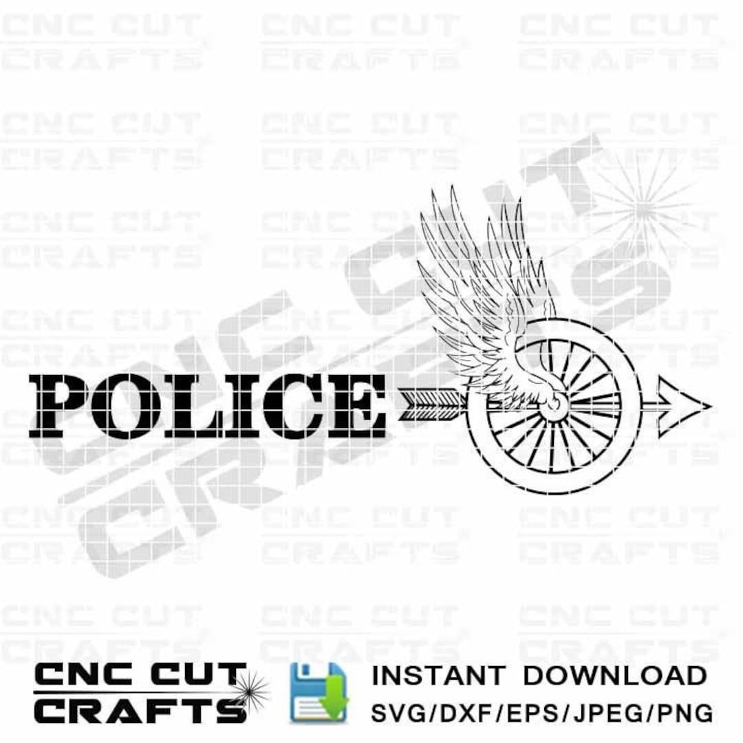Police Wings Arrow and Wheel Svg Dxf Cnc Router Laser Cut File Dxf ...