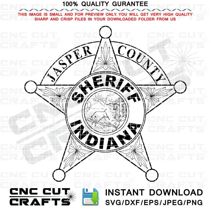 Jasper County Sheriff Svg Badge Vector 5 Pointed Sheriff Star - Etsy