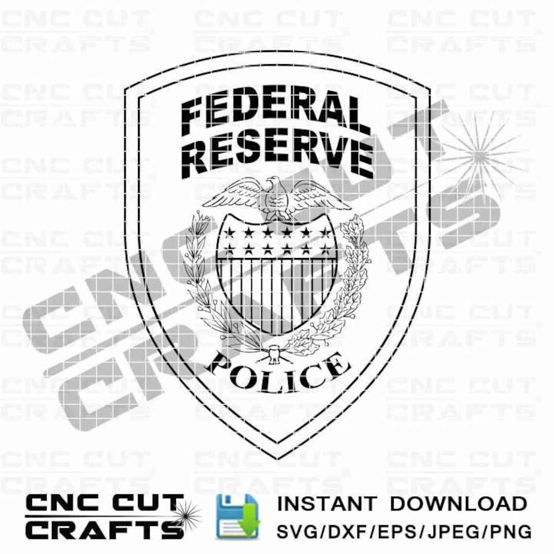 US Federal Reserve Police Svg Logo Badge Monogram Black White Vector ...