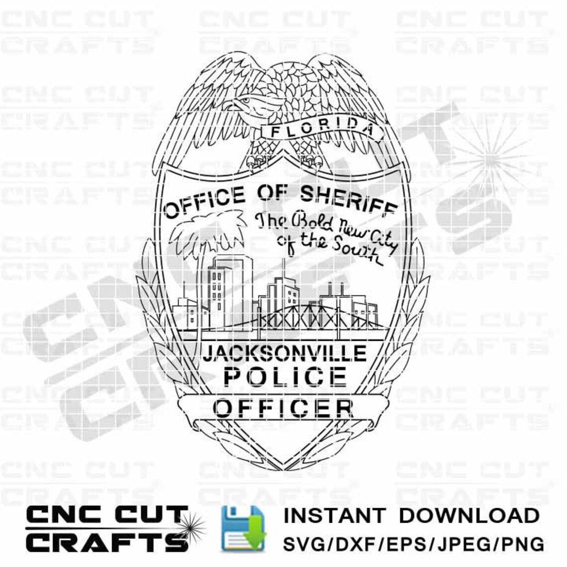 JACKSONVILLE Police Officer Svg Dxf Cnc Cut Cricut Badge Logo Patch ...