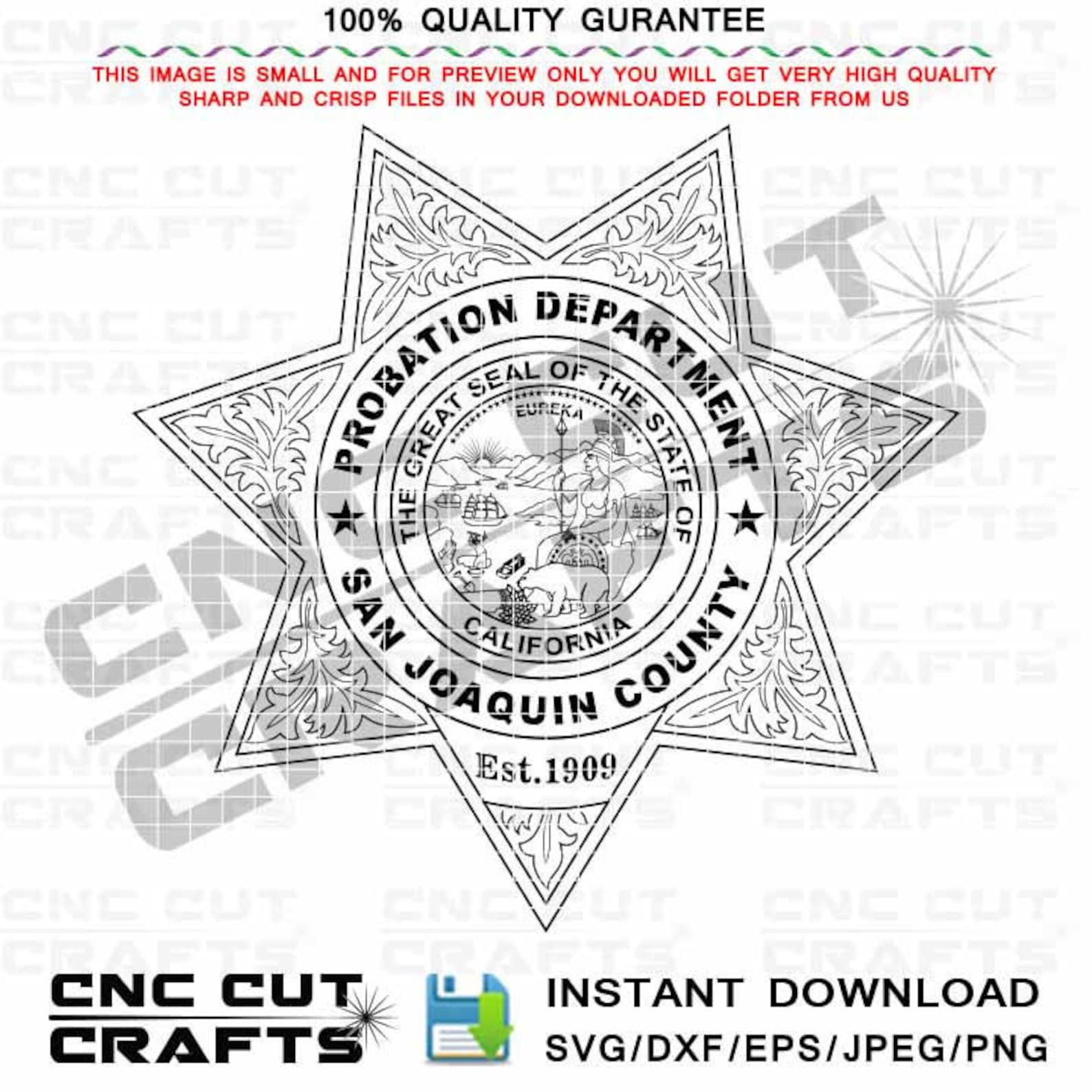 San Joaquin County Probation Department Badge, SVG DXF Cut File - Etsy