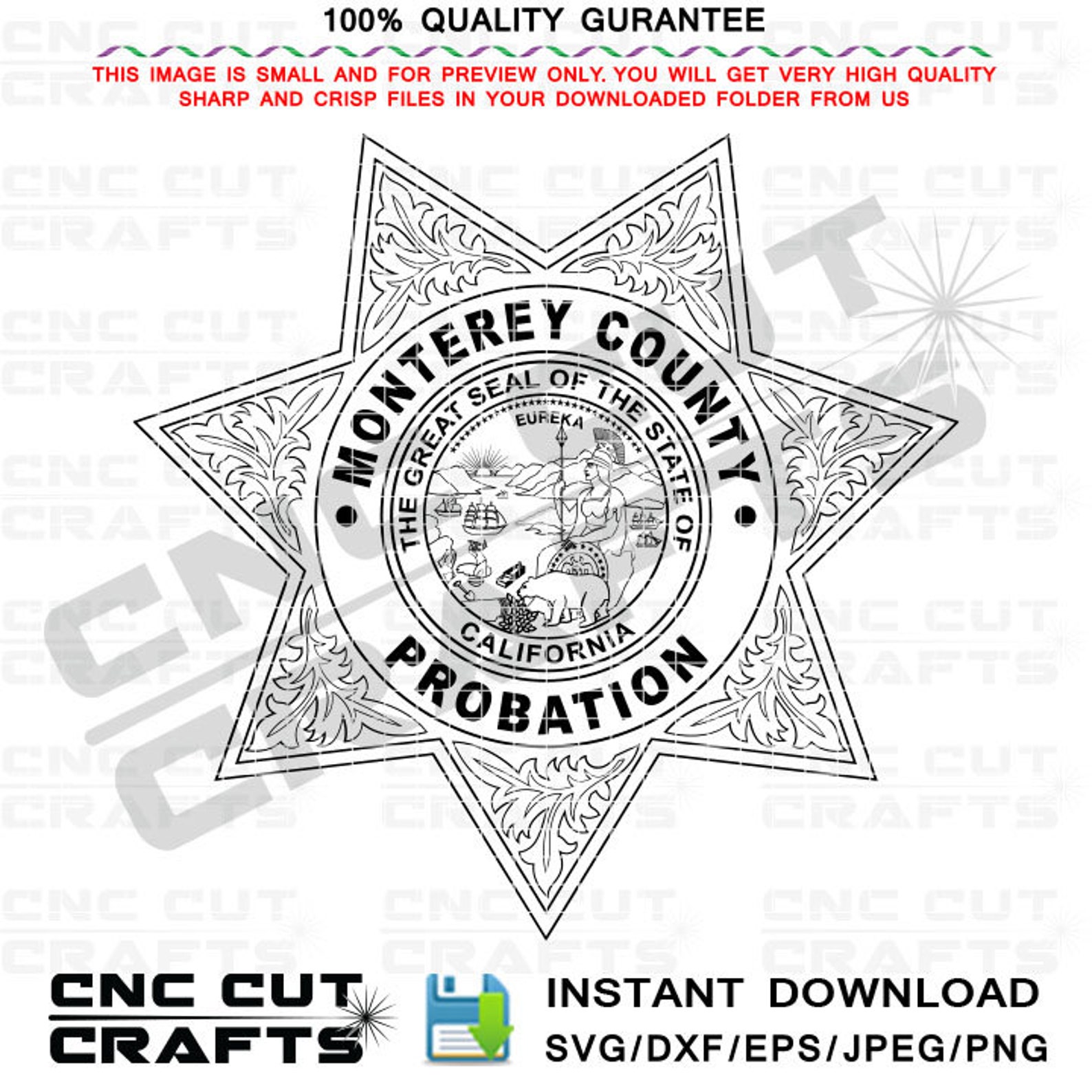 Monterey County Probation Badge Logo, SVG DXF Vector File - Etsy