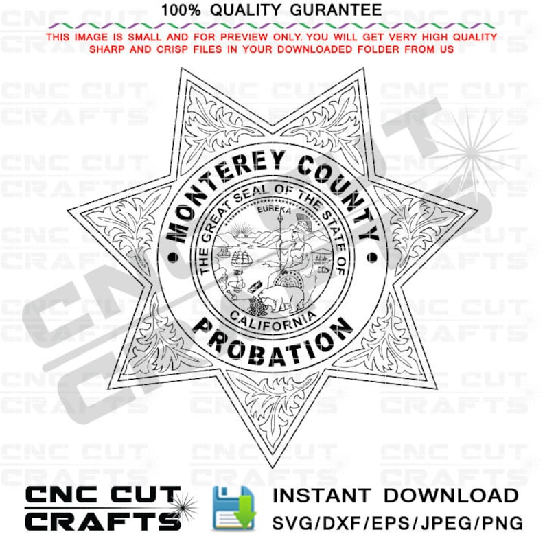 Monterey County Probation Badge Logo, SVG DXF Vector File - Etsy