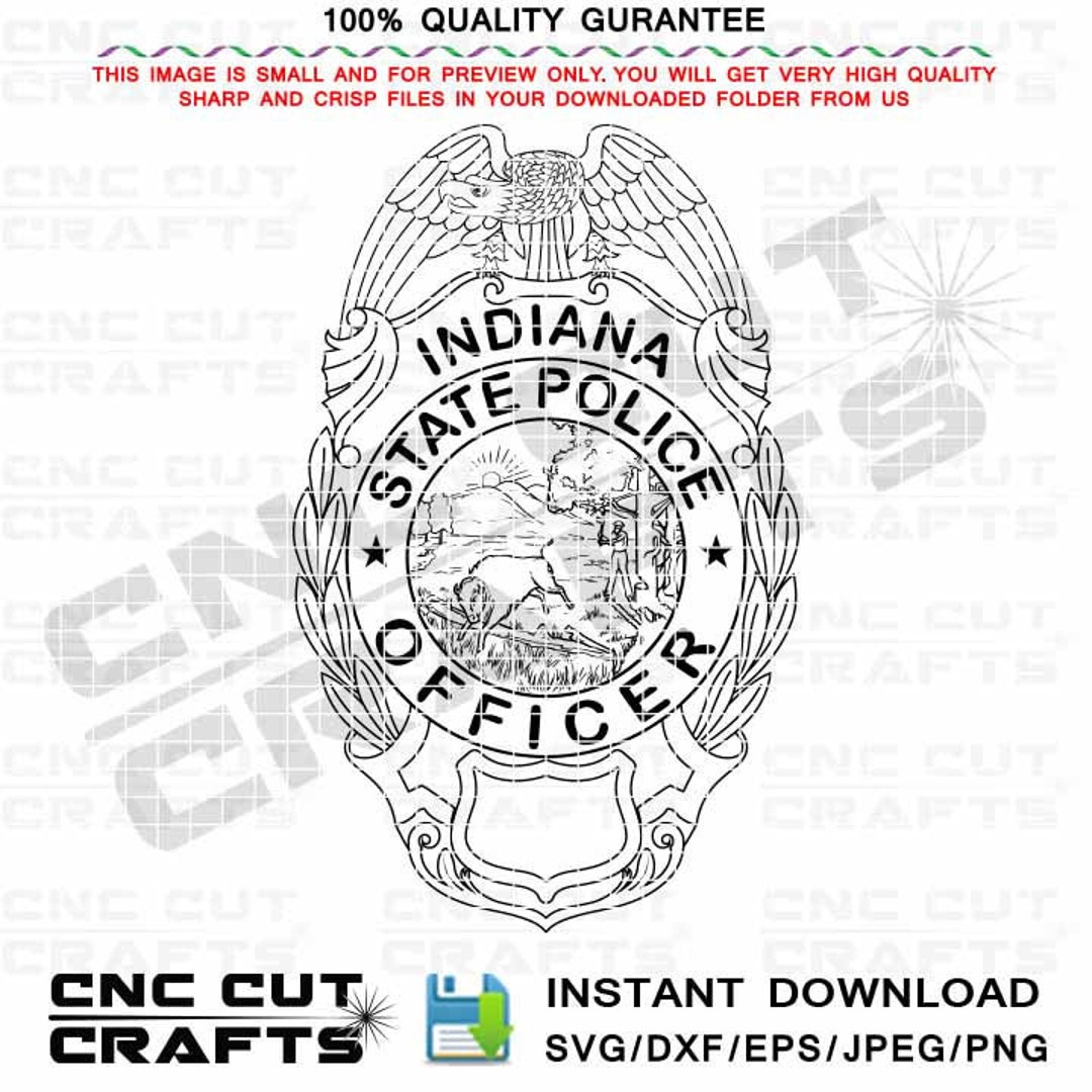 Indiana State Police Officers Vector Svg Badge With Eagle Blank ...