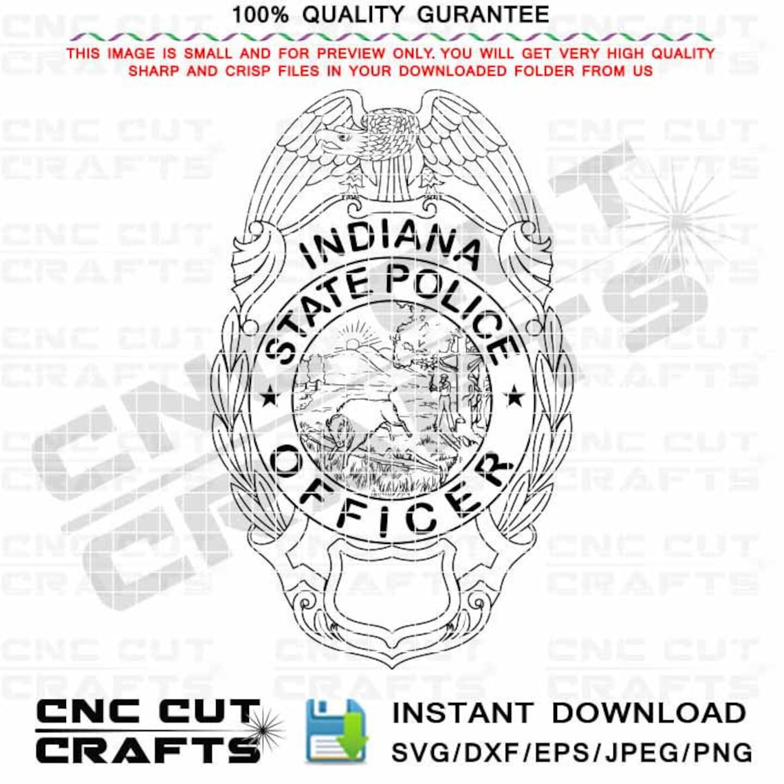 Indiana State Police Officers Vector Svg Badge With Eagle - Etsy