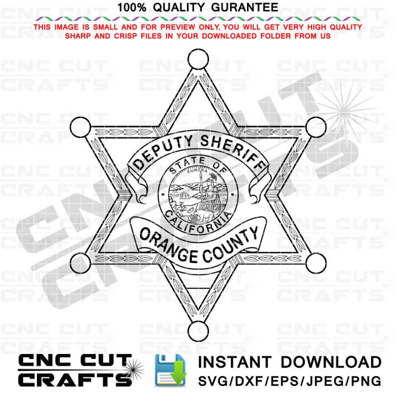 Orange County Deputy Sheriff Badge Vector Line Art Digital - Etsy