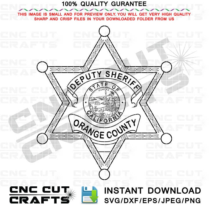Orange County Deputy Sheriff Badge Vector Line Art Digital - Etsy