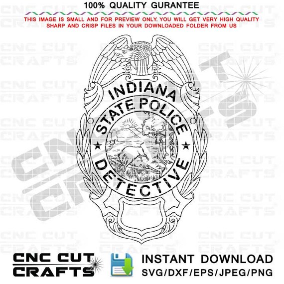 Indiana State Police SVG Detective Badge Vector Eagle Top - Etsy