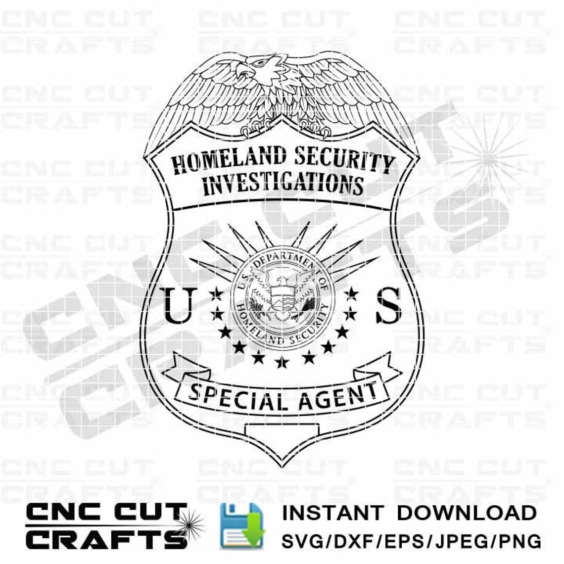 Homeland Security Special Agent Svg Badge Logo Vector Monogram Svg Dxf ...