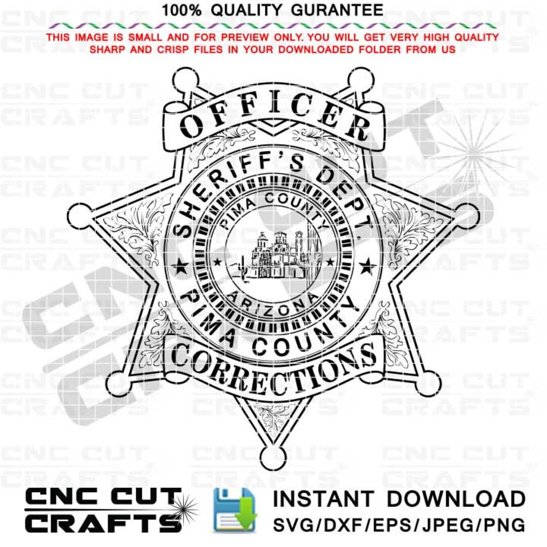 Pima County Sheriff Badge Vector, CNC Laser Cut File (svg, Dxf, Png) - Etsy
