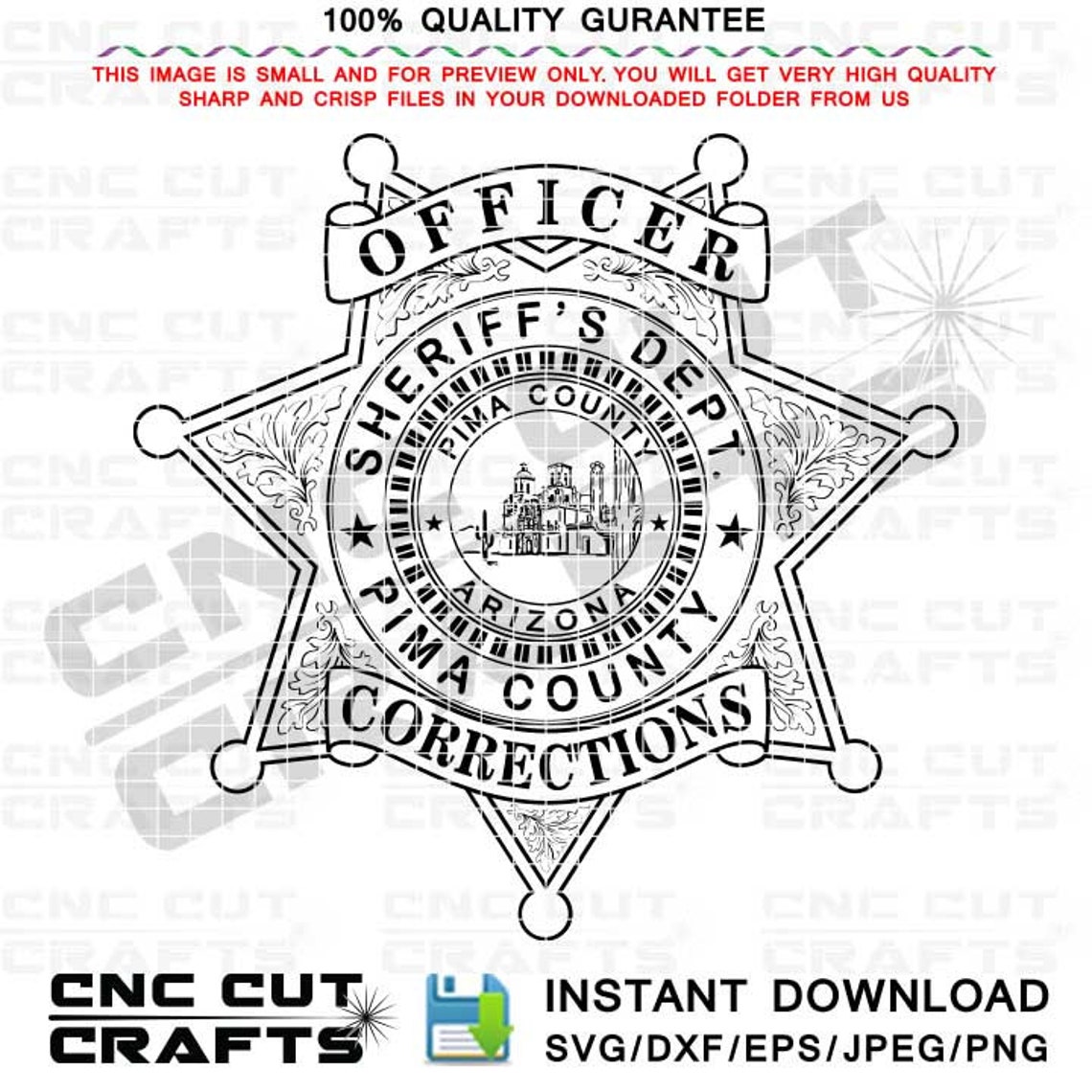 Pima County Sheriff Badge Vector, CNC Laser Cut File (svg, Dxf, Png) - Etsy