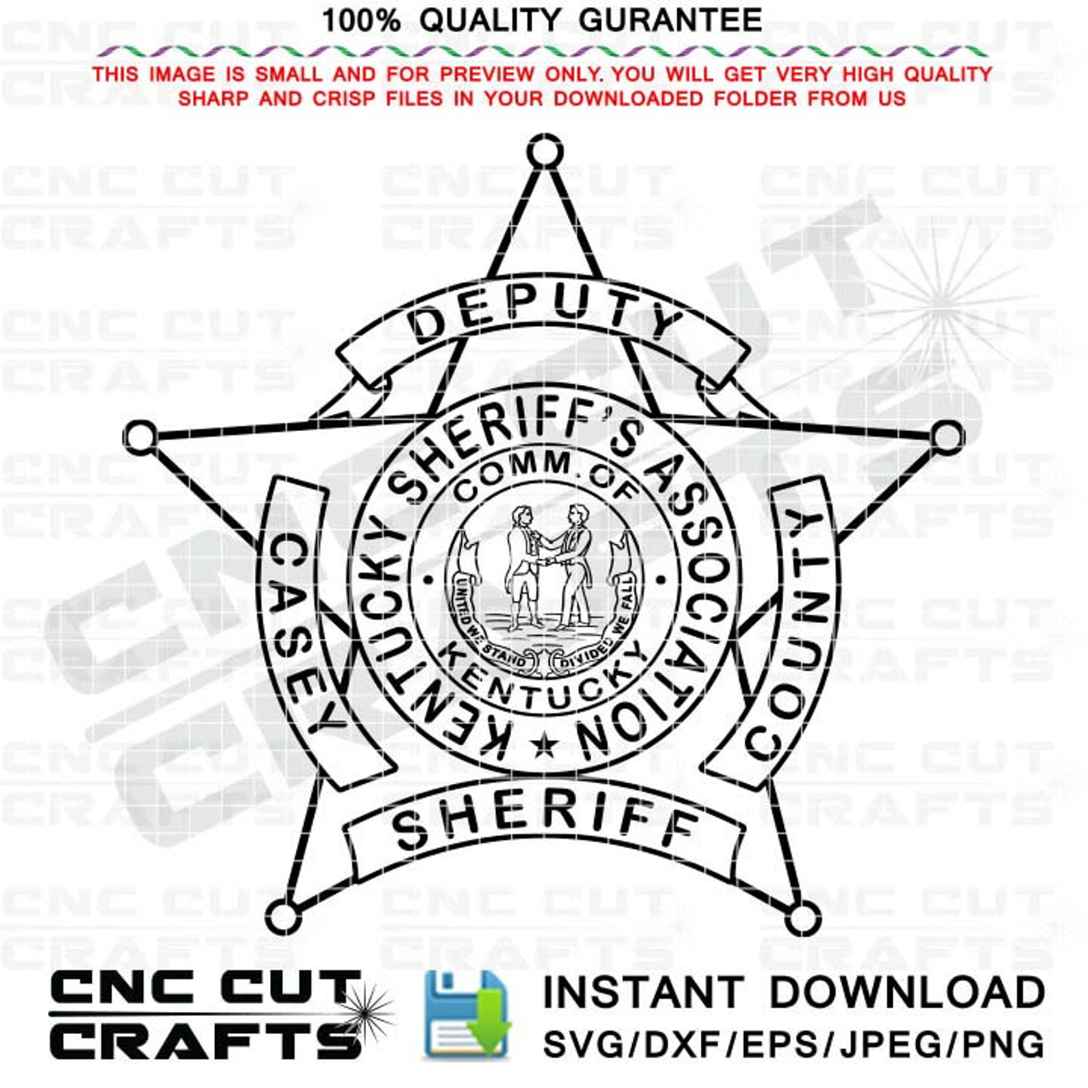Deputy Sheriff Badge Casey County Svg Vector Sheriff Star Line - Etsy