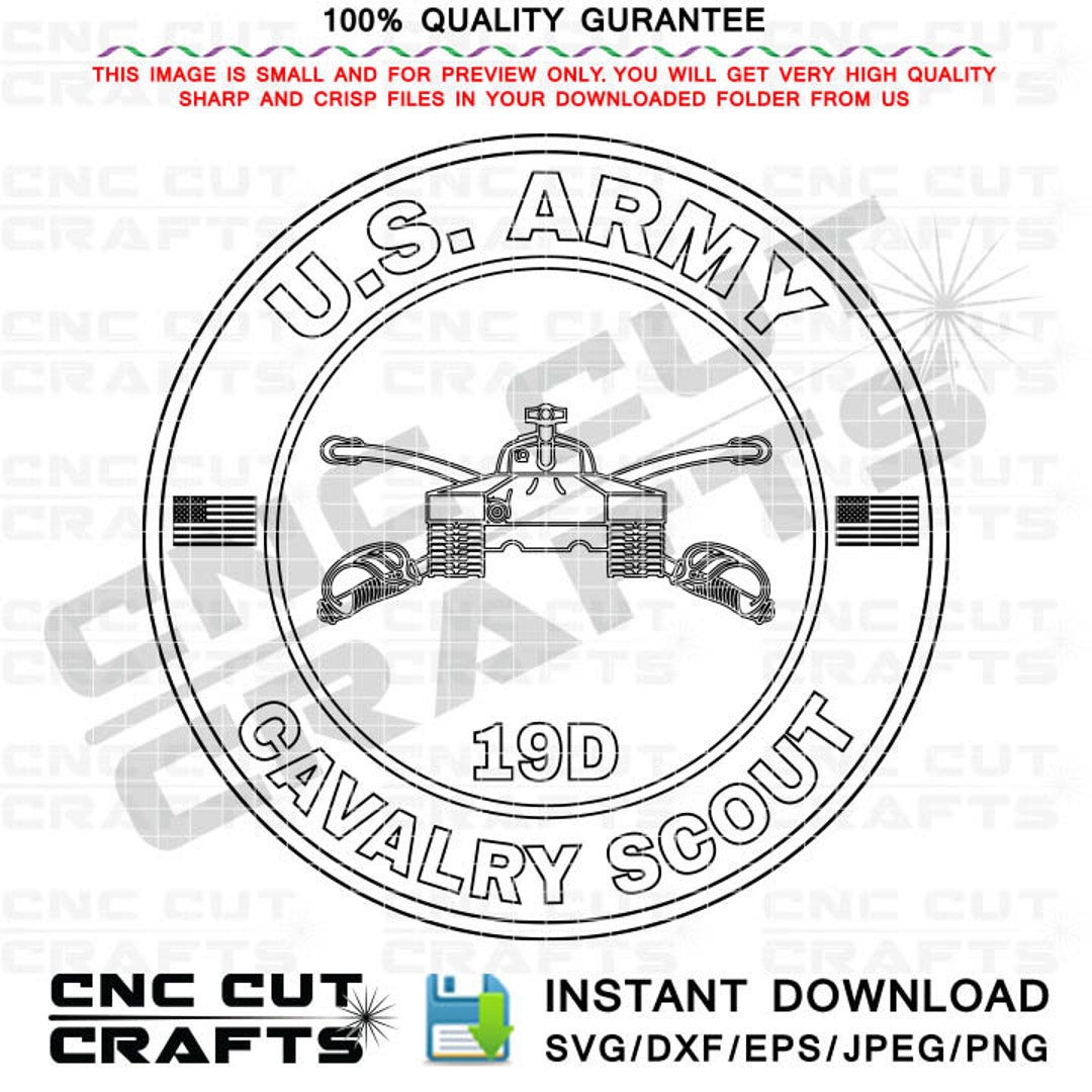 Army Cavalry Scout 19d Svg Insignia Vector Black Line Art Cnc Cutting Wood Metal Laser
