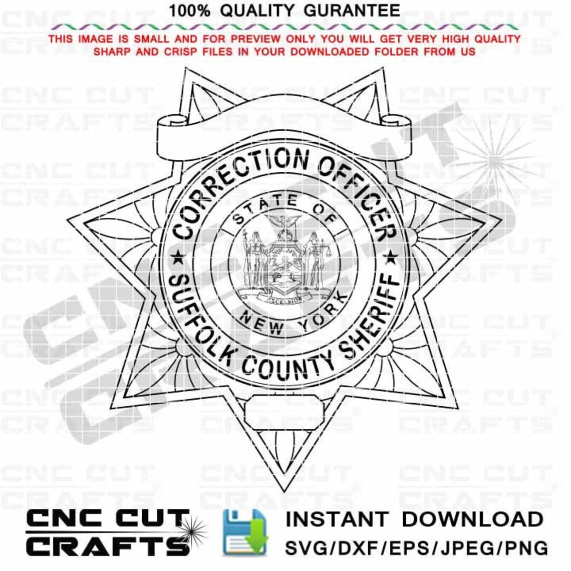 Correction Officer Badge SVG, Sheriff Star, CNC Laser Cut File - Etsy