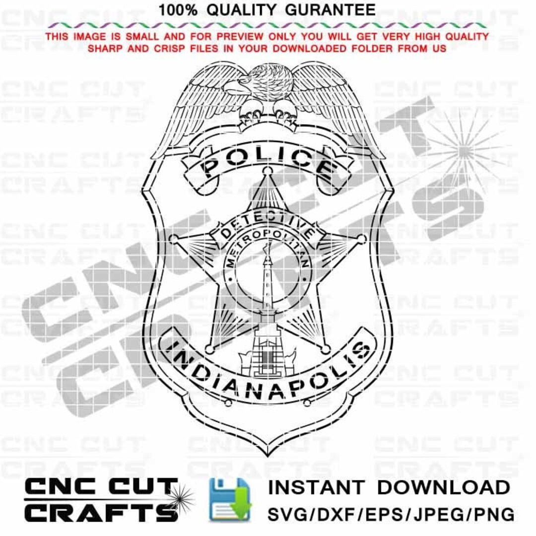 Detective Police Badge Vector Svg Indianapolis Metropolitan PD Black ...