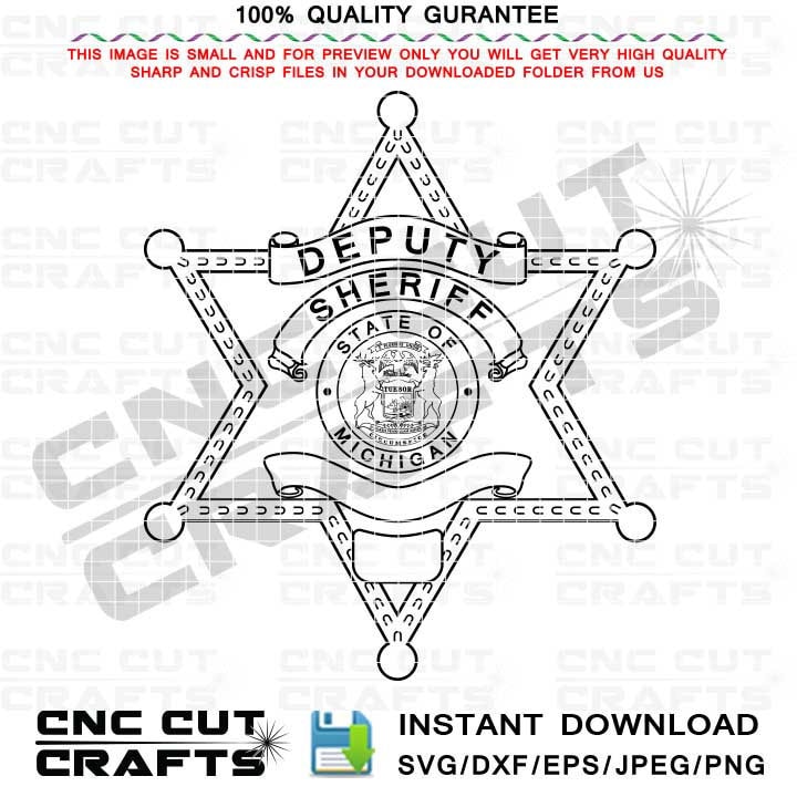 Deputy Sheriff Michigan Vector Badge Svg Dxf Blank Editable Sheriff ...