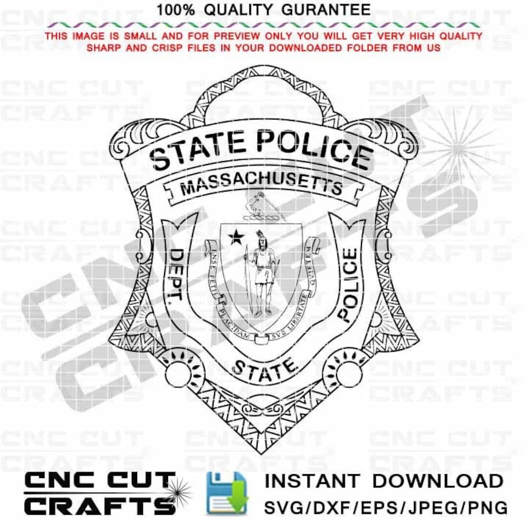 Massachusetts State Police Department Vector Badge Svg, Logo Patch Dxf ...