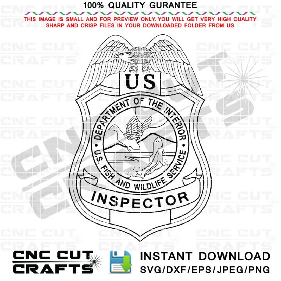 Fish and Wildlife Service Logo Inspector Badge Vector Svg, Dxf, Cricut ...