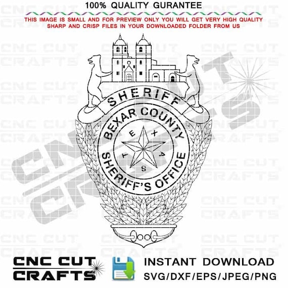 Bexar County Sheriffs Office Logo Badge Vector Svg Black White - Etsy