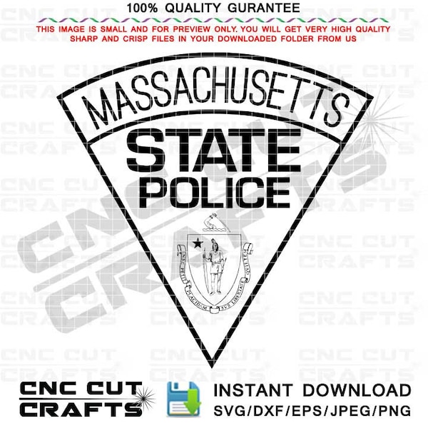 Massachusetts Police Badge Svg - Etsy
