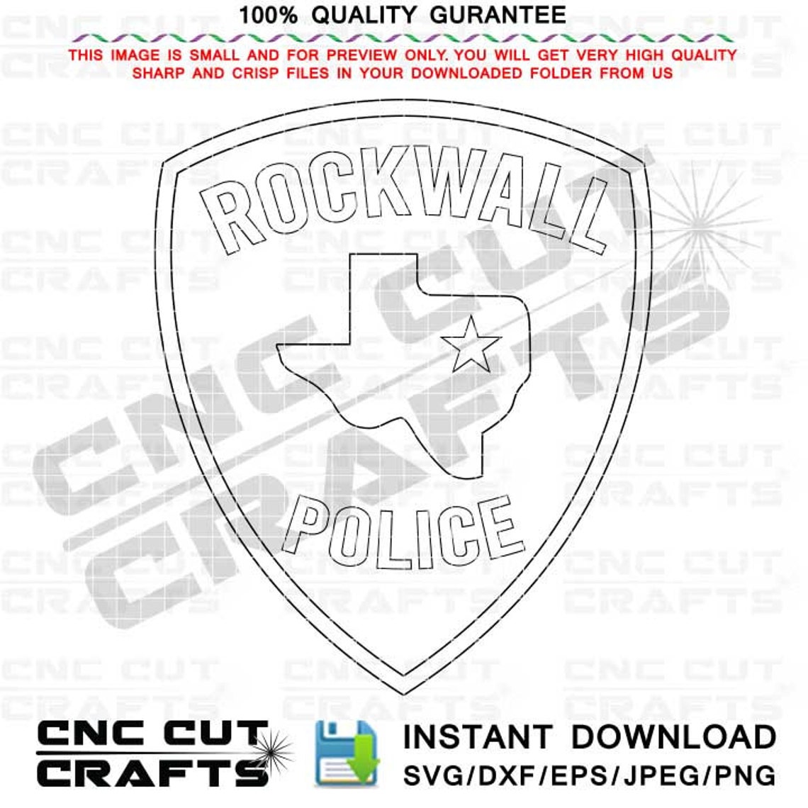 Rockwall Texas Police Patch SVG Dxf Vector Outline File for - Etsy