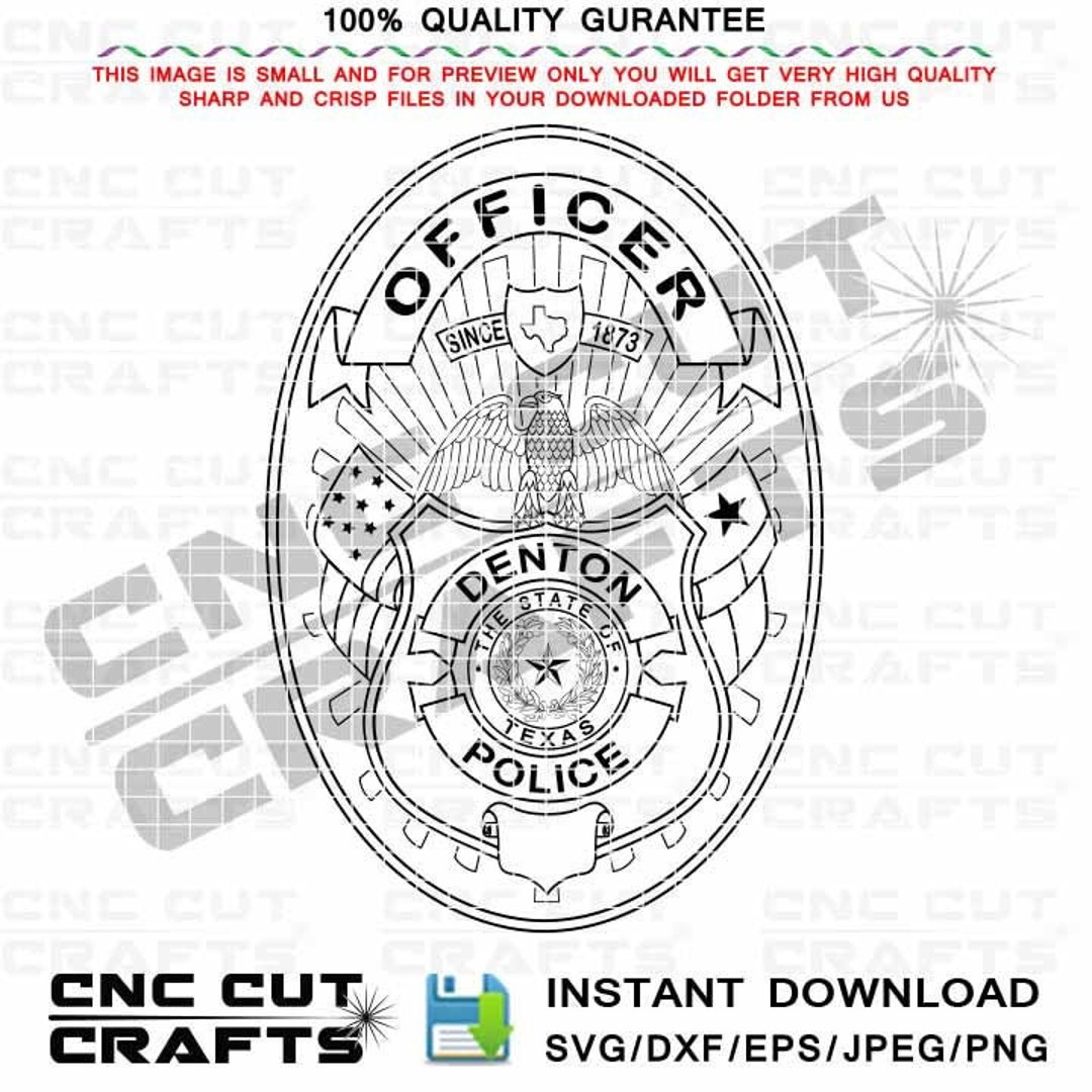 Denton County Police Officer Badge SVG, Laser Cut File - Etsy