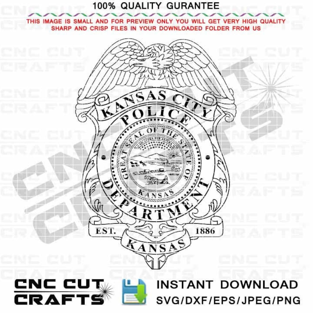 Kansas City Police Badge Vector, Laser Cut File (svg, Dxf, Eps, Png ...