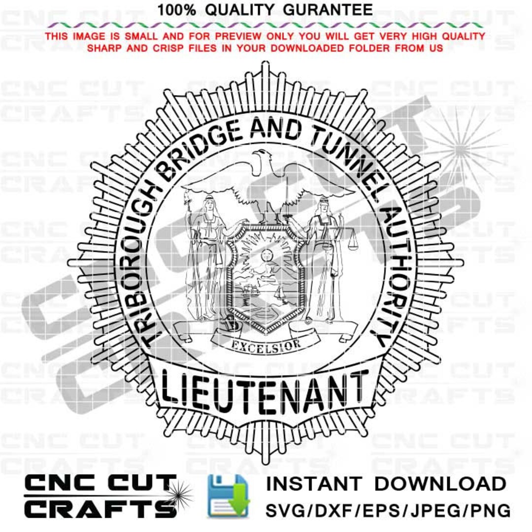 Lieutenant Badge, Triborough Bridge, Tunnel Authority SVG, CNC Laser ...