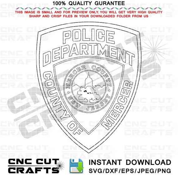 Mercer County Police Patch New Jersey Vector File Black - Etsy