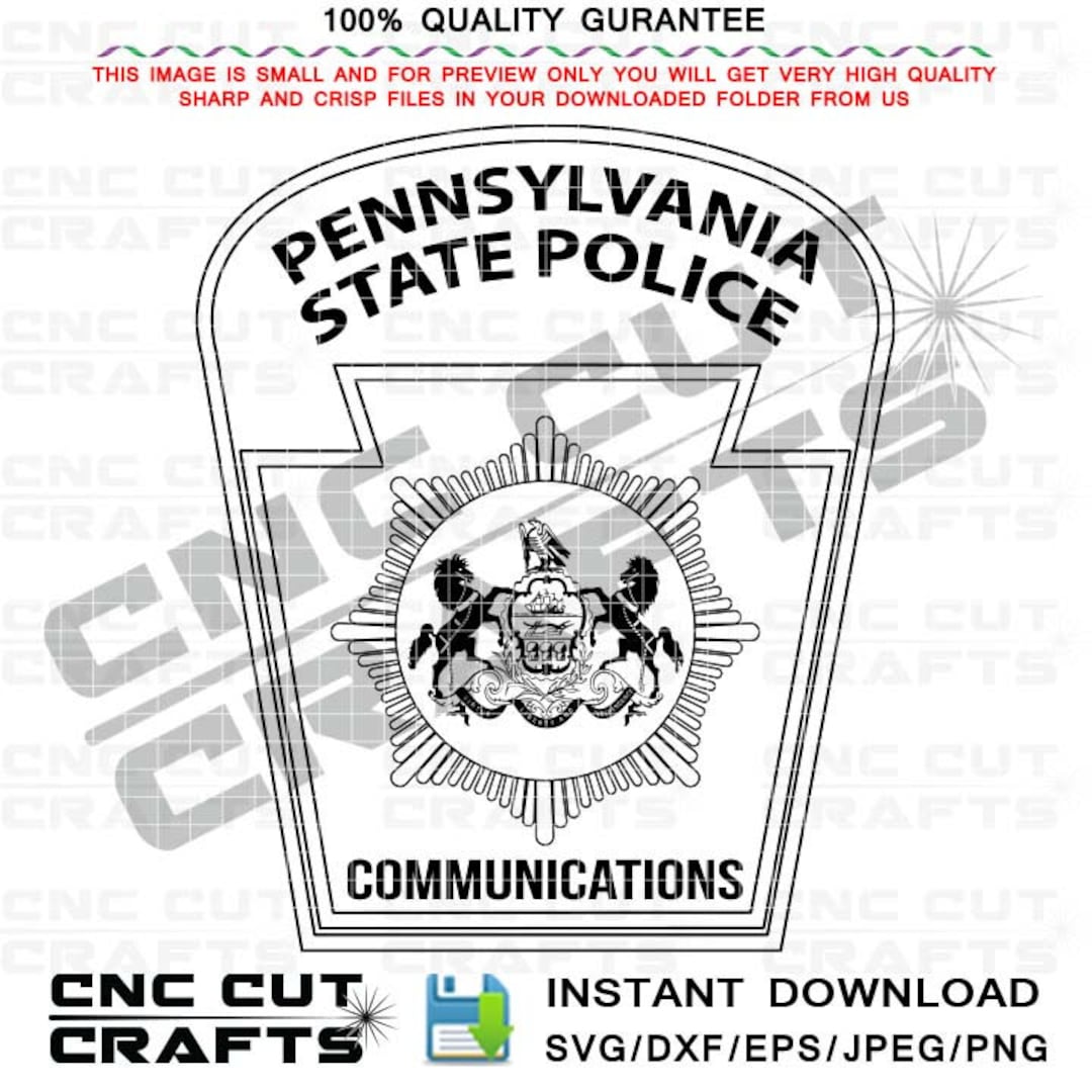 Pennsylvania State Police, Communications, Badge Vector, Svg, CNC Cut ...