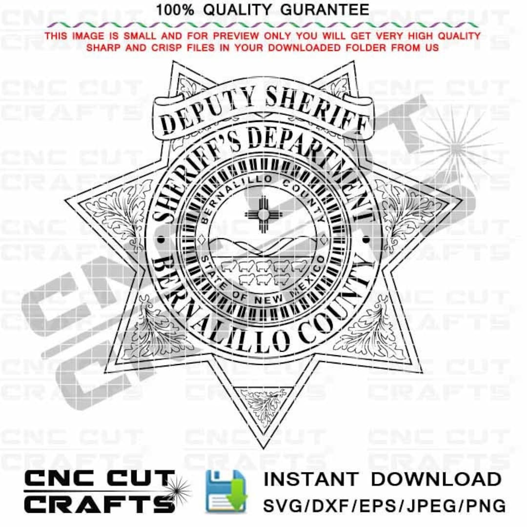 Deputy Sheriff Badge Vector Svg Bernalillo County New Mexico, 7 Point ...