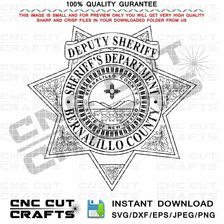 Deputy Sheriff Badge Vector Svg Bernalillo County New Mexico - Etsy