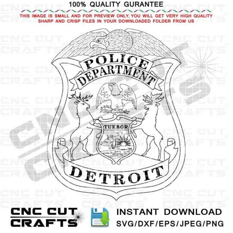 Detroit Police Dept. Badge Vector SVG CNC Cut DXF Eps - Etsy