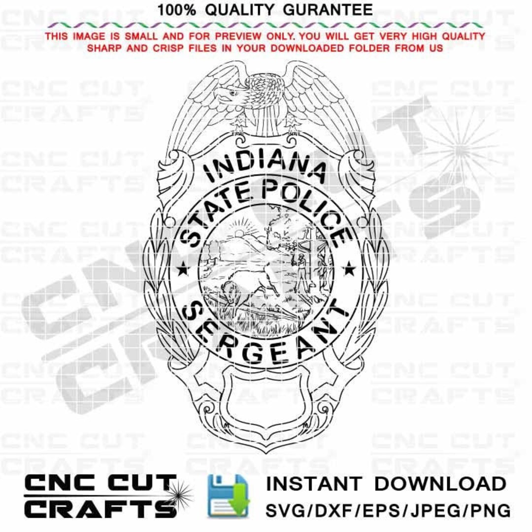 Indiana State Police Sergeant Svg Vector Badge With Eagle Svg Black ...