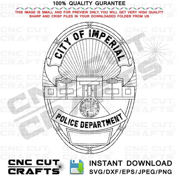 City of Imperial Police Department SVG Badge Vector Line Art - Etsy