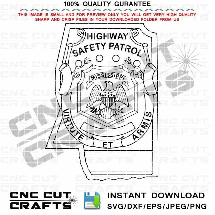 Mississippi highway safety patrol svg vector blank badge black | Etsy