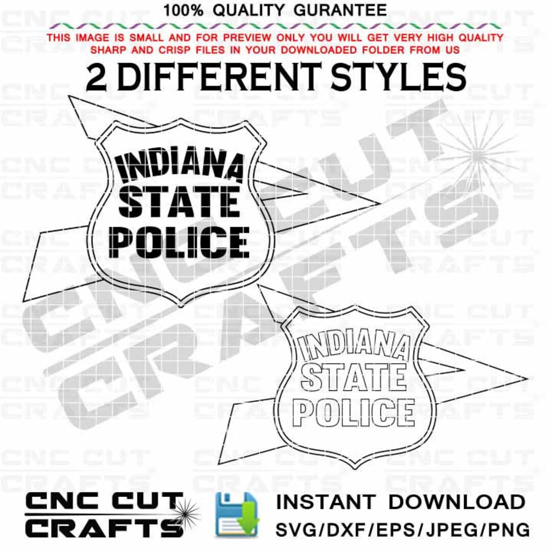 Indiana State Police Svg Badge Vector Patch Black White Outline Dxf Cnc ...