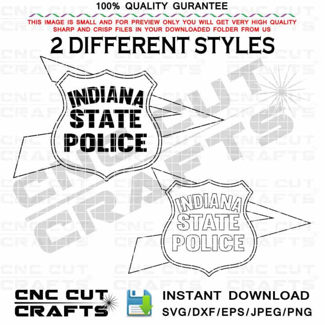 Indiana State Police Svg Badge Vector Patch Black White Outline Dxf Cnc ...