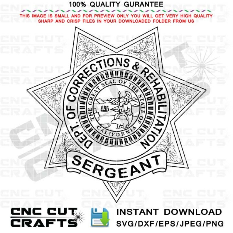 CDCR Sergeant Svg CDCR Badge Svg Dxf Vector Black White Logo - Etsy