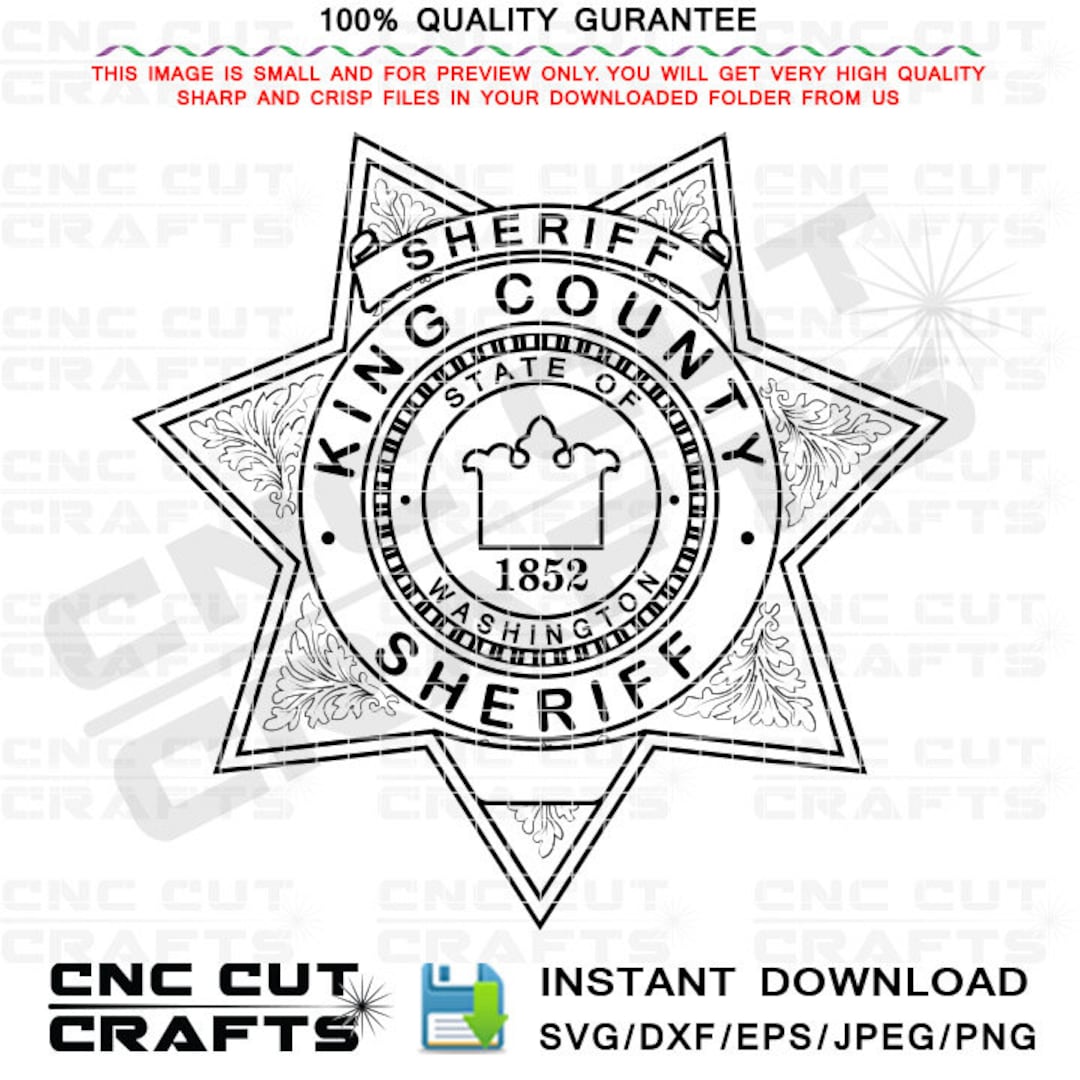 King County Sheriff Star Vector, CNC Laser Cut File (svg, Dxf, Eps, Png ...