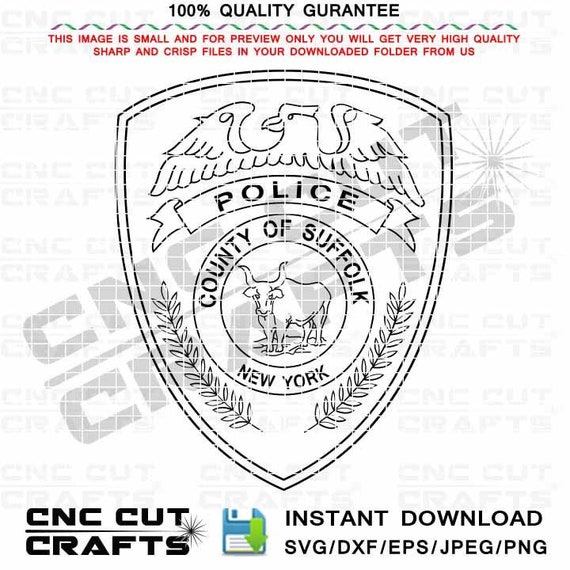 Suffolk County Police Badge Vector Svg File Black White Cnc - Etsy ...