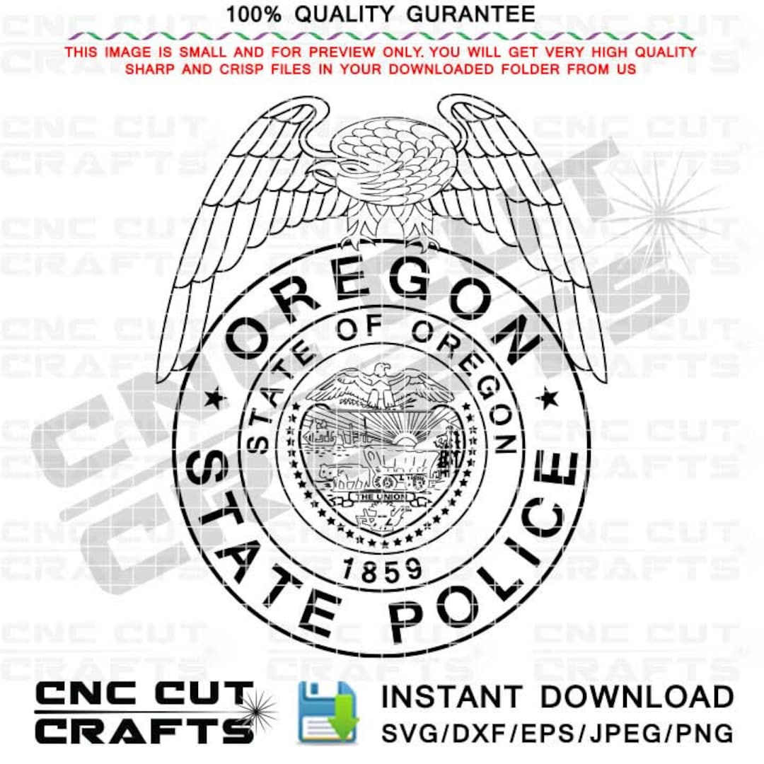 Oregon State Police Vector Eagle Badge Line Art File for Cnc Cutting ...