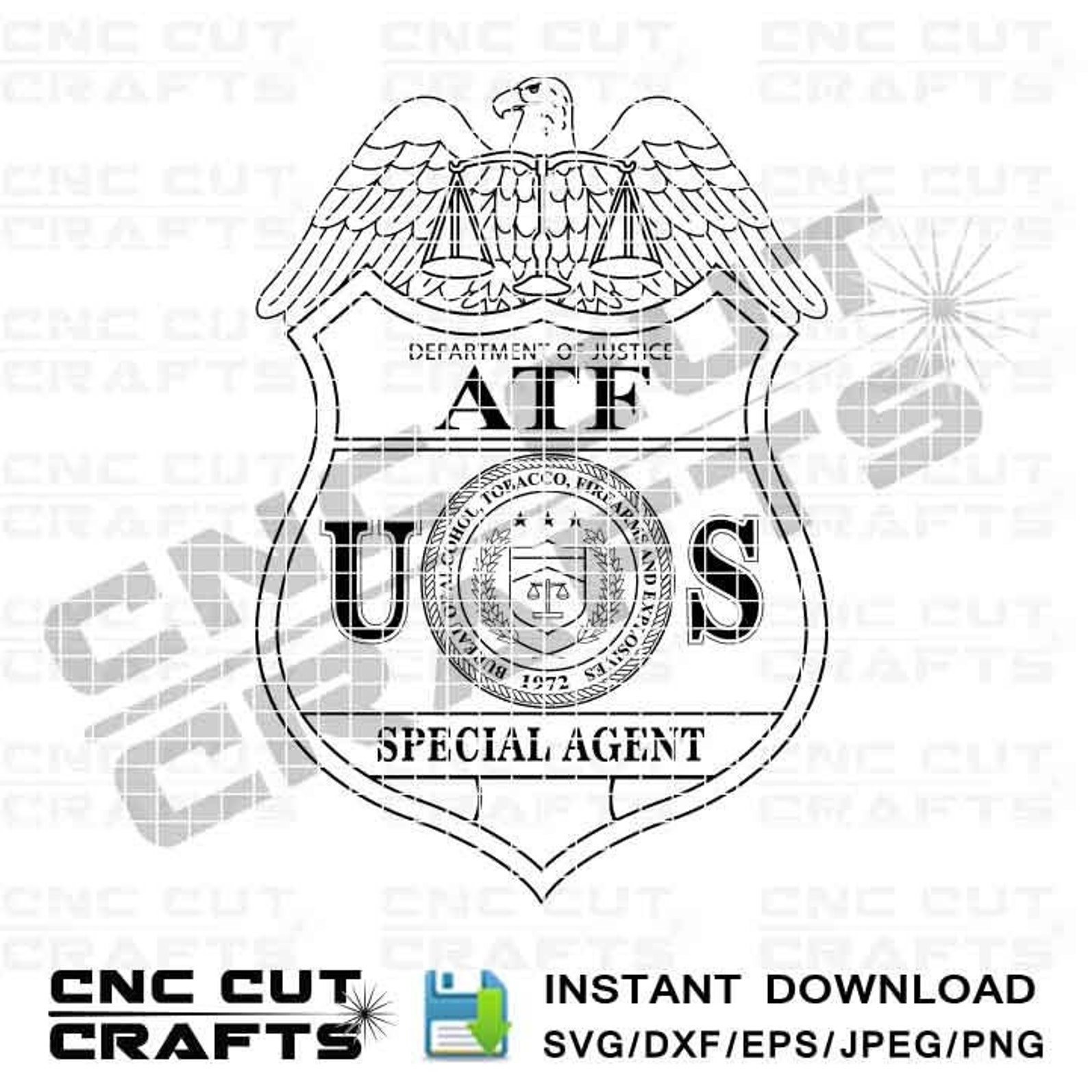 ATF Special Agent US Dept. of Justice Svg Vector Dxf Cnc - Etsy