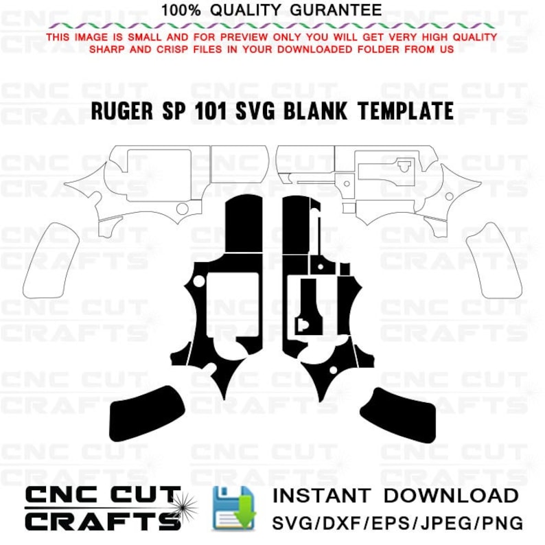 Ruger SP 101 Gun SVG Blank Vector Outline Template for Laser - Etsy