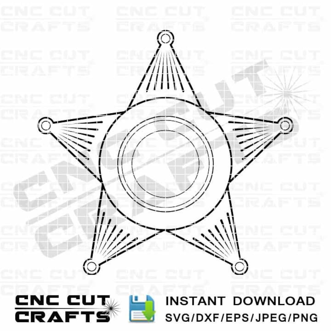 Blank Editable Svg Sheriff Badge Outline Template 5 Point Sheriff Star ...