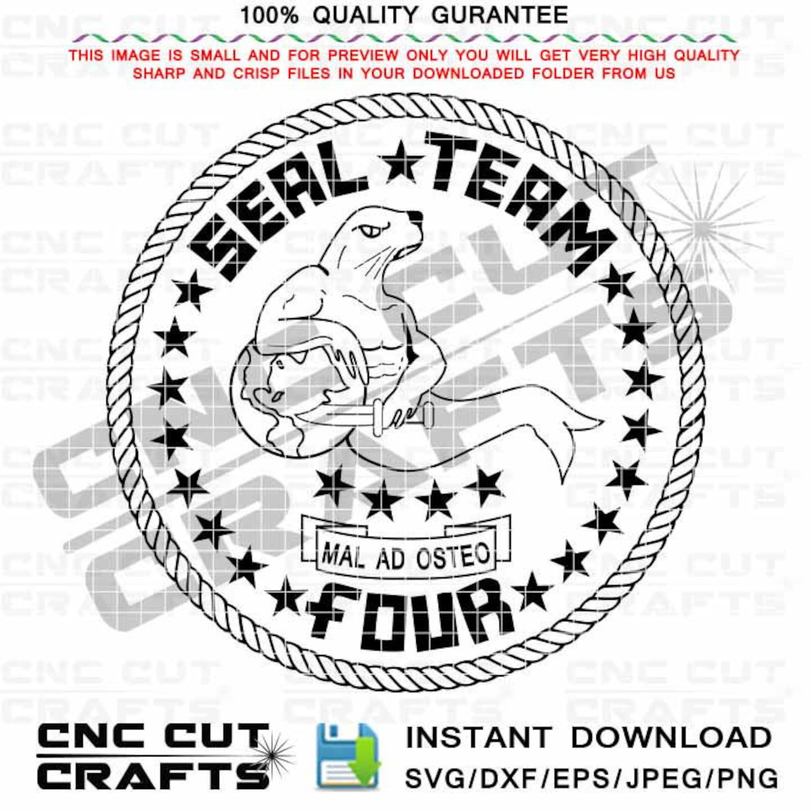 US Navy seal team 4 vector logo svg insignia black white cnc | Etsy