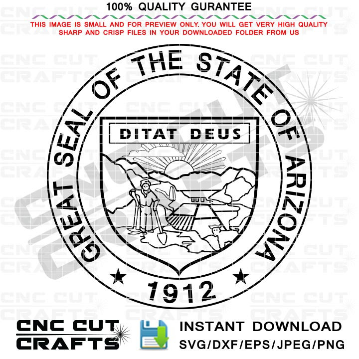 Arizona State Seal Svg Vector Logo Black White Outline Cnc Cutting ...